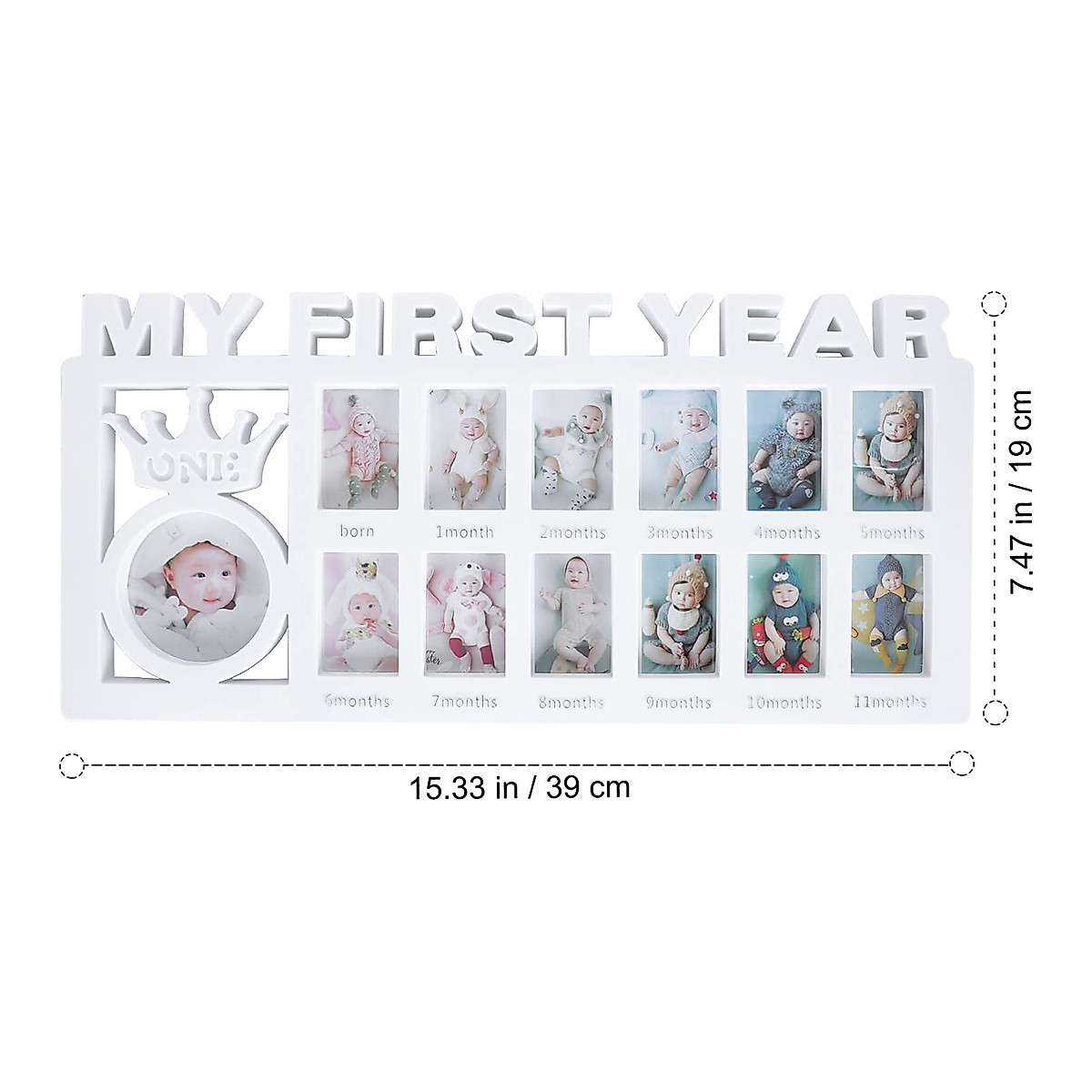 Kisangel Newborn Baby Picture Frame My First Year Frame 12 Month Photo Frame Monthly Milestone Desktop Picture Frame for Baby Newborn 1st Birthday Gift