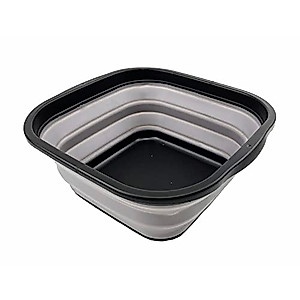 SAMMART 5.5L (1.4 Gallons) Collapsible Tub - Foldable Dish Tub - Portable Washing Basin - Space Saving Plastic Washtub (Black/Alloy Grey)