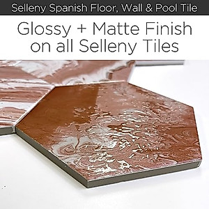 Selleny Hex 5.5 in x 6.3 in Glossy & Matte Mix, Porcelain Artistic Glaze Tile (4.73 sq. ft. / 26 Pieces) (Blue)