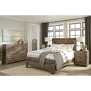 Signature Design by Ashley Trinell Rustic 6 Drawer Dresser with Safety Stop for Bedroom, Dark Brown