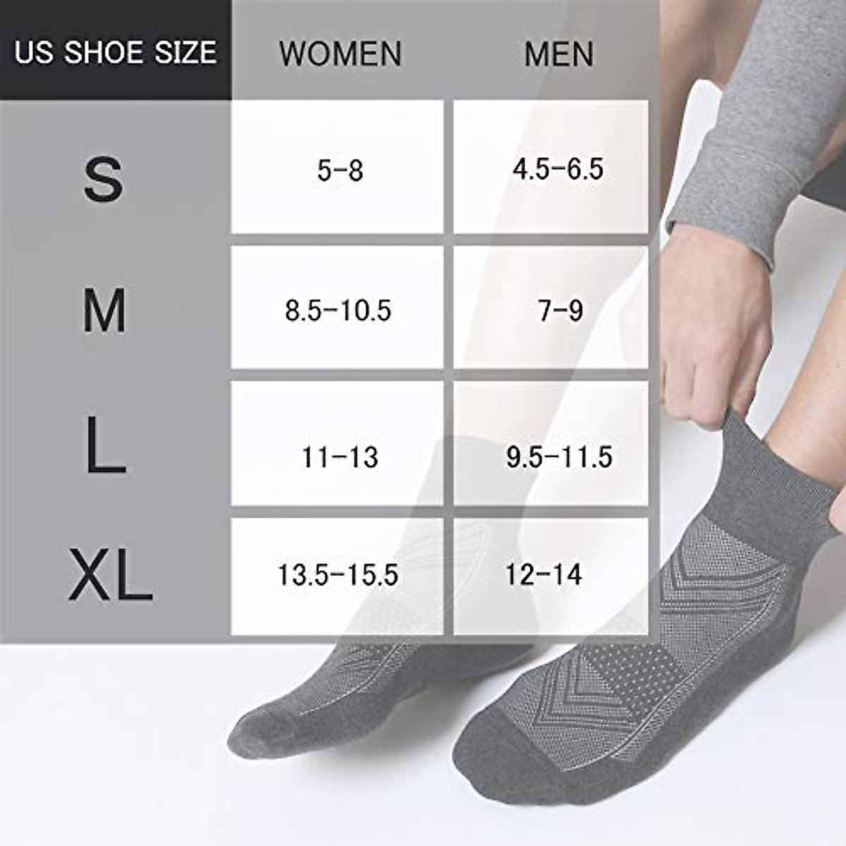 CelerSport 6 Pack Men's Ankle Socks with Cushion, Sport Athletic Running Socks, 3 Dark Gray + 3 Gray, X-Large