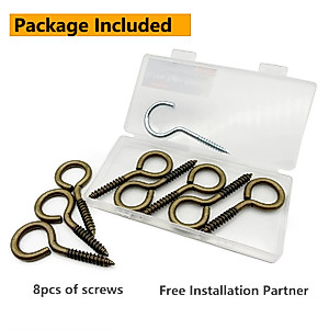 Allkeen 3.2 Inches Bronze Screw Eyes, 8 Pcs Stainless Steel Heavy Duty Screw in Eye Hooks for Indoor Outdoor Use, 200 Lbs Capacity