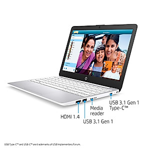 HP Stream 11-Inch Laptop, Intel X5-E8000 Processor, 4 GB RAM, 32 GB eMMC, Windows 10 Home in S Mode with Office 365 Personal and 1 TB Onedrive Storage for One Year (11-ak1020nr, Diamond White)