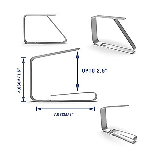 ProTensils 12 Large Tablecloth Clips, Picnic Table Clips, Outdoor Table Cover Clamps for 2.5" Thick Tables, Stainless Steel Holders | Durable, Windproof, Rust-Free