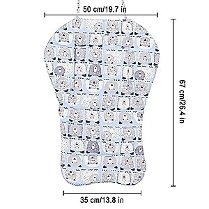 Baby Highchair Seat Cover, Bear Pattern Baby High Chair Liner, Breathable High Chair Pad, Comfortable Baby High Chair Seat Cushion Insert, Suitable for High Chairs and Strollers