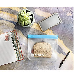 DI ORO Reusable Food Storage Bags - Reusable Sandwich Bags Freezer Safe - Reusable Ziplock Bags for Snacks & Travel - Thick, Leakproof, and Washable - Gallon Freezer Bags Reusable & Food Grade (6pc)