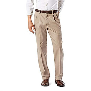 Dockers Men's Classic Fit Easy Khaki Pants-Pleated (Standard and Big & Tall), Timberwolf, 42W x 30L