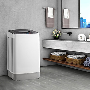 Winado Full Automatic Washing Machine, 17.6Lbs Top Load Portable Washer with Drain Pump, 10 Wash Programs 8 Water 2 in 1 Washer and Dryer for Apartments, RV, Camping