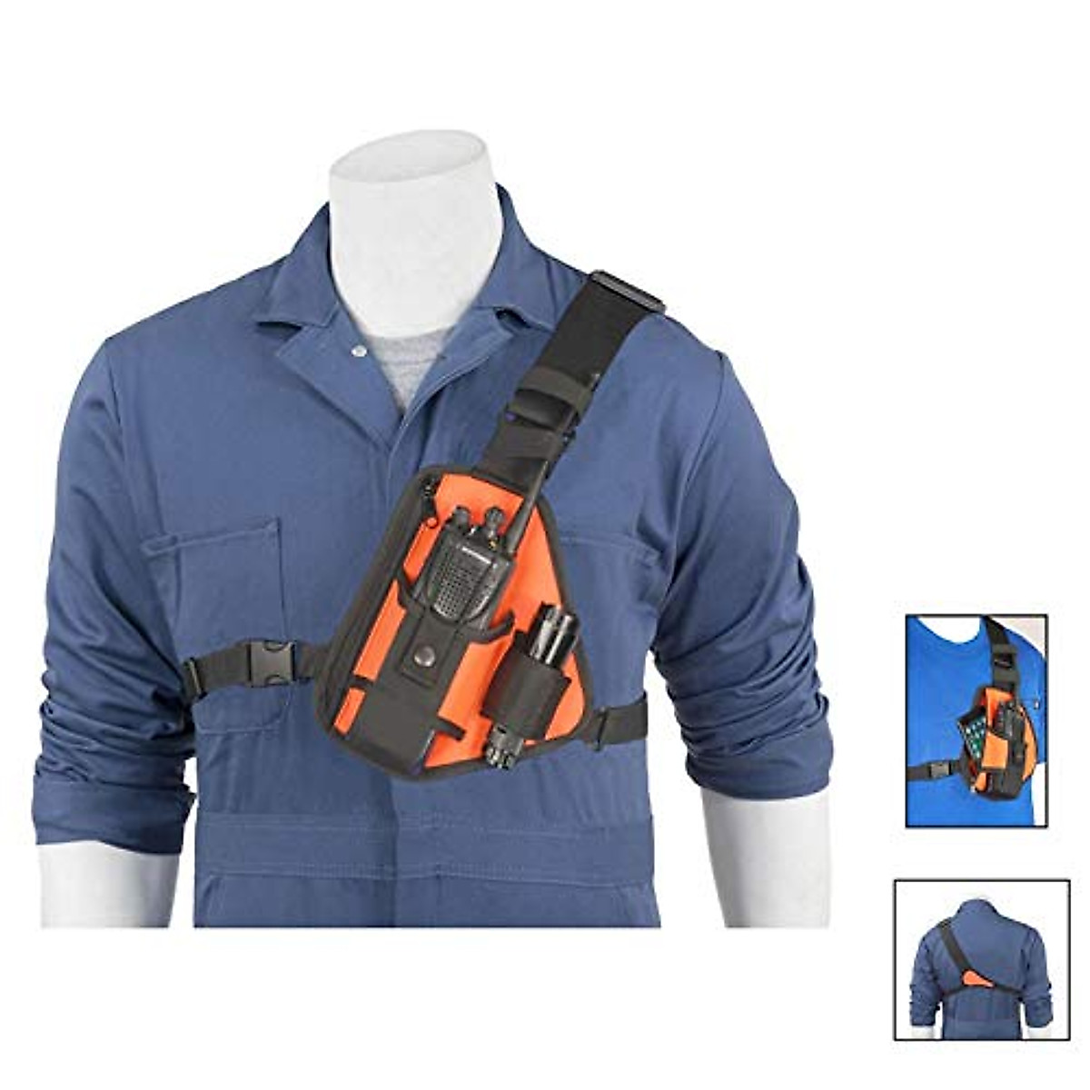 HOLSTERGUY RCH-101ORU (Orange) Radio Chest Harness Shoulder Radio Holster Chest Pack Adjustable Single Radio Pouch Two-Way Radio Holster for Motorola Radios and Walkie Talkies RCH-101ORU Made in USA