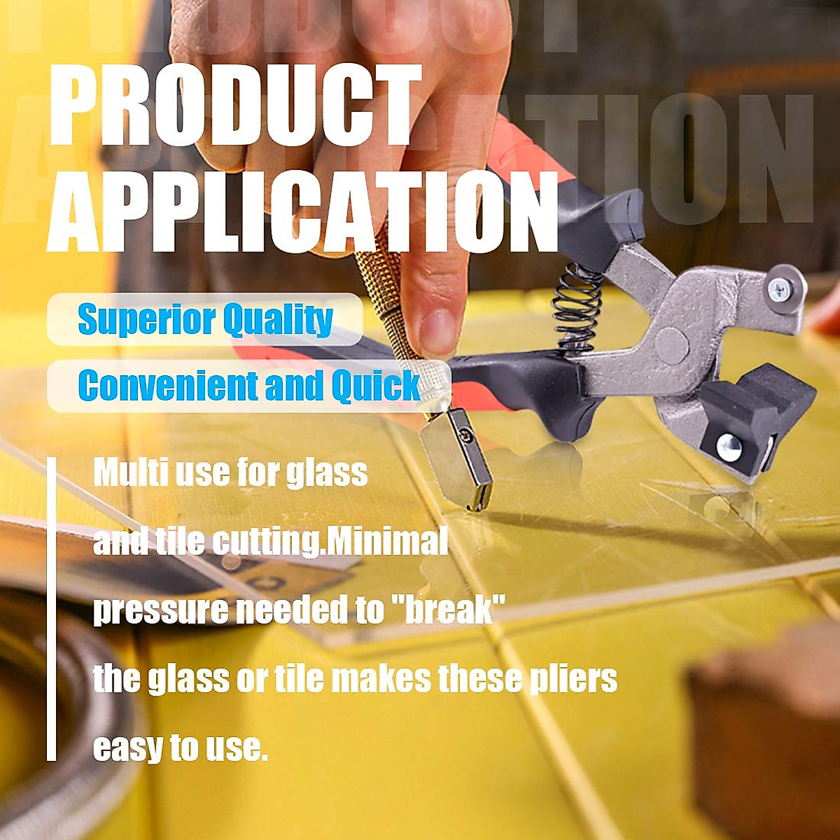 Swpeet 3Pcs Glass Cutting Tools Kit, Including Pro-Grade Tile Glass Cutting Pliers and 3mm-18mm Glass Cutter Handle Pencil Style Oil Feed Carbide Tip Glass Cutter Cutting Tools for Mosaic, Tiles