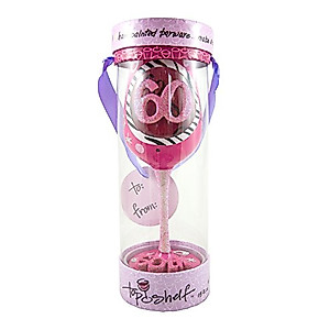 Top Shelf Decorative 60th Birthday Wine Glass, 1 Count (Pack of 1), Pink
