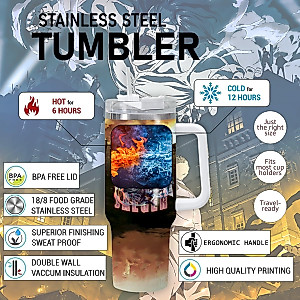 TEEDUU Tumbler Er3n Insulated Tumbler With Handle Stainless Steel Double Wall Vacuum AOT Anime Tumblers Hot Cold Tea Coffee Travel Cup Thermos Mug Gift