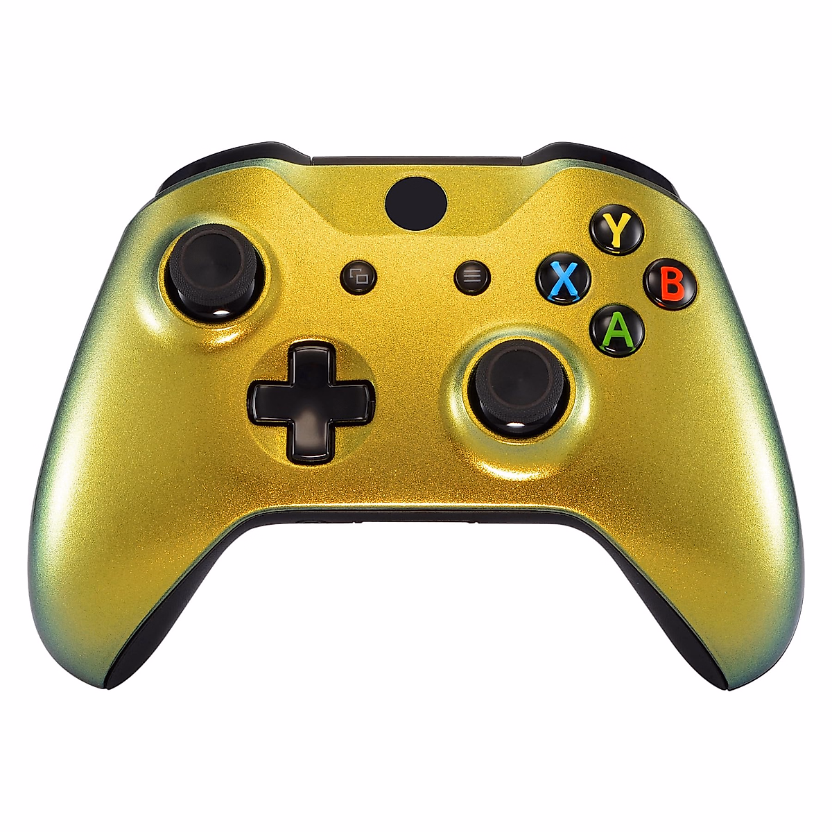 eXtremeRate Gold Green Faceplate Cover for Xbox One Wireless Controller Model 1708, Chameleon Custom Replacement Front Housing Shell for Xbox One S & Xbox One X Controller - Controller NOT Included