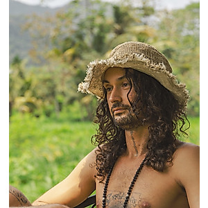 Asatre Hemp Hat - Hemp Sun Hat, Festival Hat, Hemp Sun Hat, Wide Brim Farmers Hat, Summer Hippie Hemp Hat, Packable Natural Sun Hat