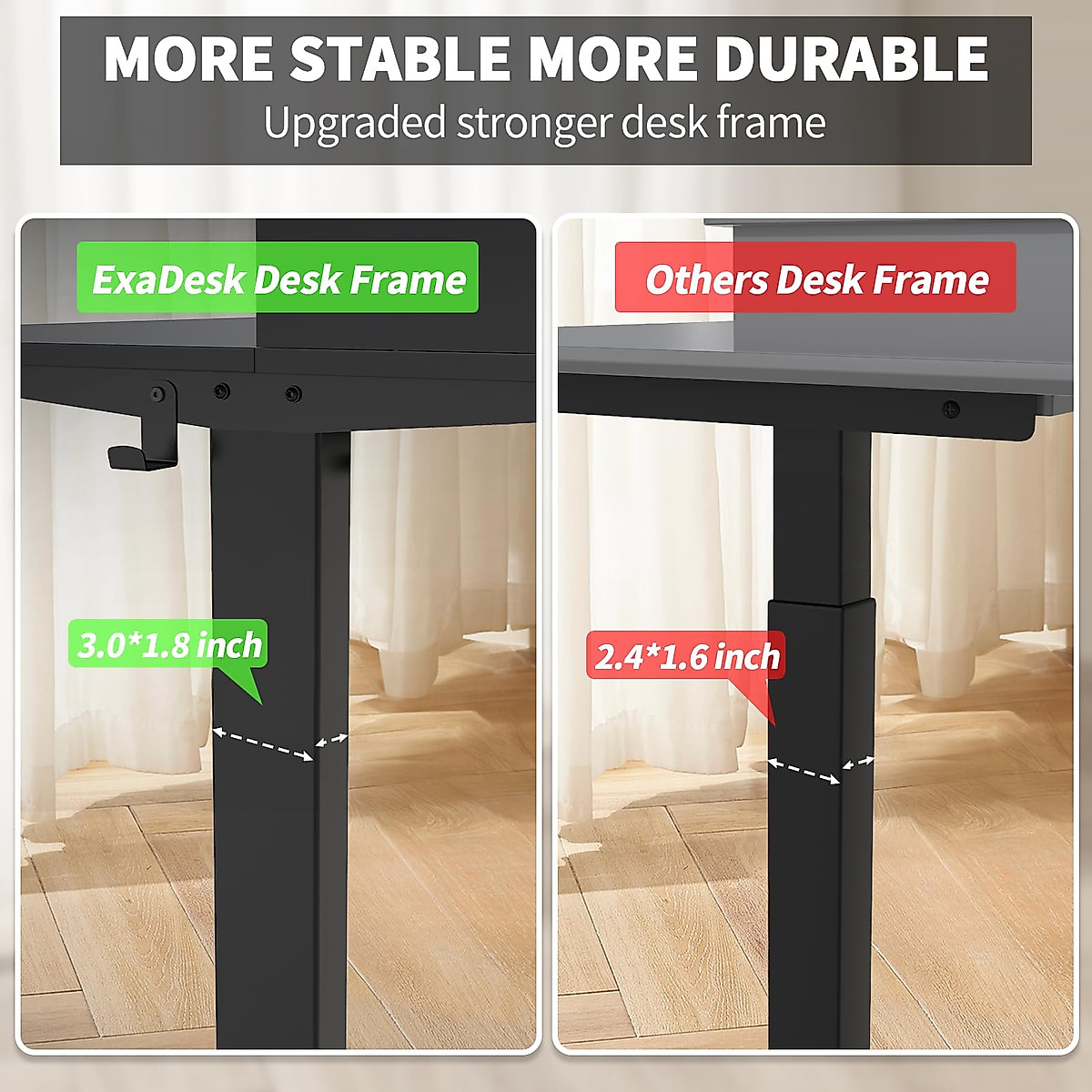 ExaDesk 63×30 Inch Electric Standing Desk with 2 Drawers, Adjustable Height Widened Stand Up Desk with Storage Shelf, Sit to Stand Ergonomic Workstation for Home Office