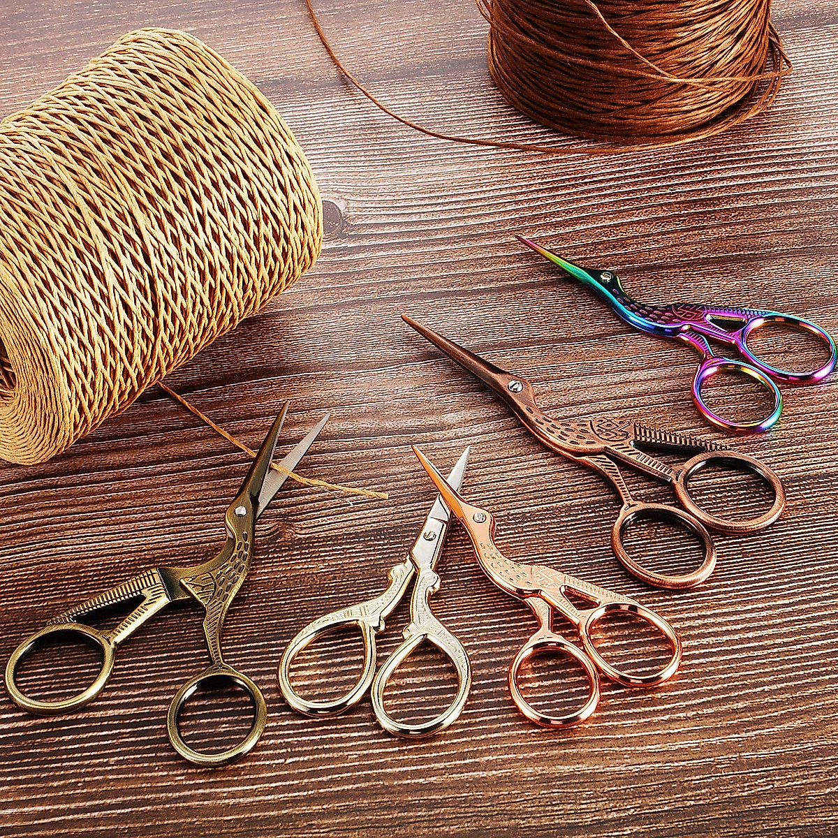 5 Pieces Stainless Steel Tip Classic Stork Scissors Crane Design 3.6 Inch Sewing Dressmaker Scissors for Embroidery, Craft, Needle Work, Art Work or Everyday Use (Style B)