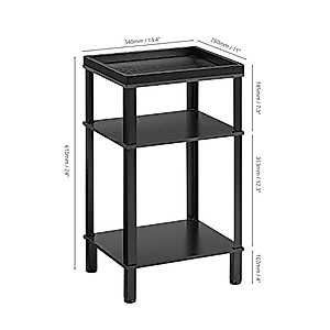 ZEXVIDA Side Table for Small Spaces,3 Tier End Table with Storage Shelf, Small Narrow Thin End Table Bedside Table,Nightstand for Hallway,Living Room, Bedroom, Office,Black