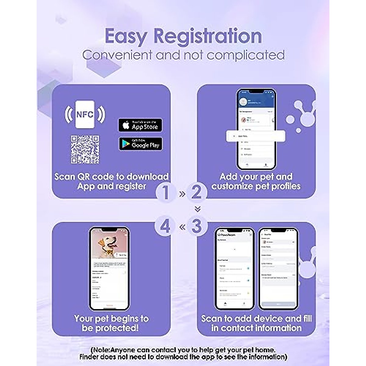 PawsRealm NFC & QR Code Pet ID Tag, Silicone Silent Dog Tag, Cat Name Tag, Personalized Customized Dog Tag, Modifiable Pet Online Profile, Instant Pet Location Alert Email, Anti-Lost Function