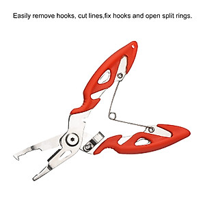PATIKIL Fishing Pliers, Stainless Steel Hook Remover Fishing Lines Cutter Tool with Coiled Lanyard for Fishing, Orange