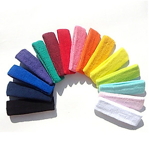 Yeshan 12 Packs Wicking Stretchy Athletic Sweatband/Sport Headbands/Head wrap/Yoga Headband/Head Scarf/Best Looking Hairband for Sports or Fashion,Towel Material