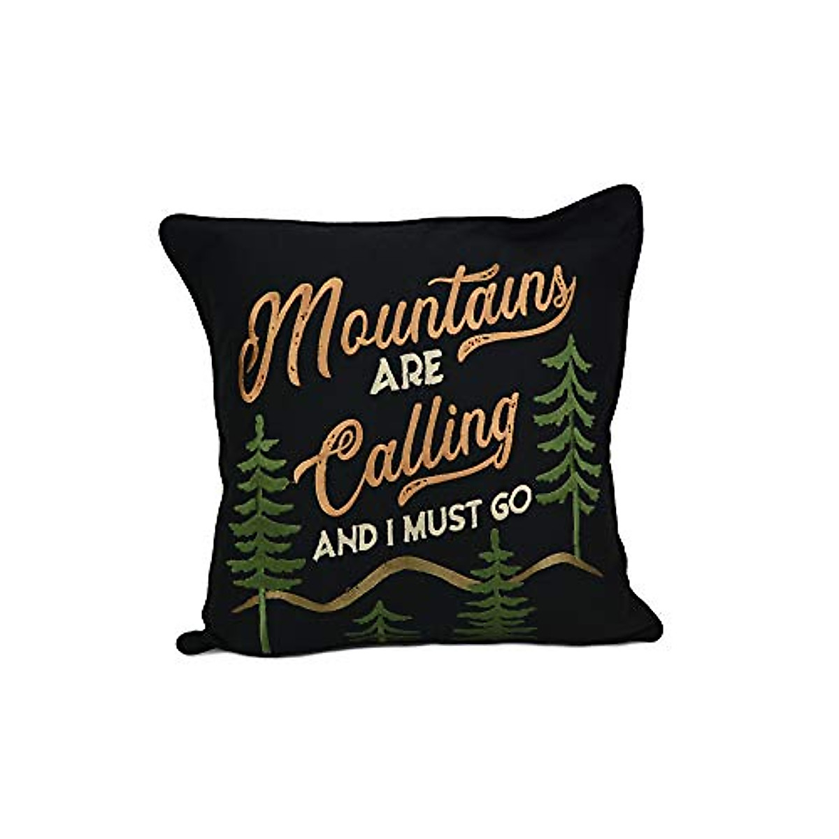 Donna Sharp Throw Pillow - Painted Deer Lodge Decorative Throw Pillow with The Mountains are Calling and I Must Go Design - Square