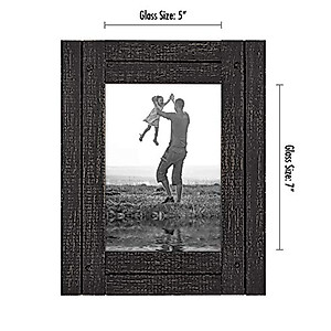 Americanflat 5x7 Picture Frame with Polished, Crystal Clear Glass - Hampton Collection - Distressed Wood Gallery Picture Frames for Tabletop and Wall Display - Charcoal Black