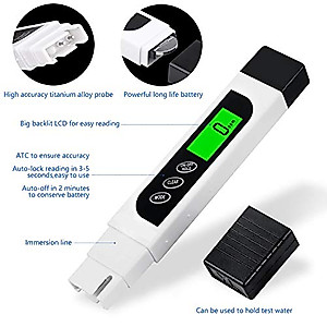 TDS Meter Digital Water Tester, KINCREA 3-in-1 TDS, EC & Temperature Meter with Case, 0-9999 ppm, Professional Water Quality Tester for Drinking Water, Aquarium and More JR021