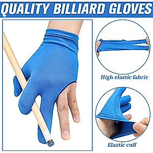 Libima 60 Pcs Billiard Pool Gloves 3 Fingers Billiard Gloves Left and Right Hand Billiard Gloves Universal Cue Sports Gloves for Women Men Billiard Shooters Accessories (Red, Blue, Black)
