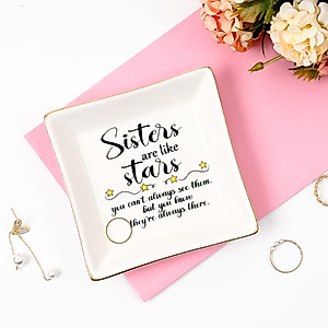 Homlouue Sister Gifts from Sister, Sister Are Like Stars Ring Dish Sister Birthday Gifts Sister Jewelry Dish Best Sister Ever Gifts Meaningful Sister Gifts for Sister Friends Christmas