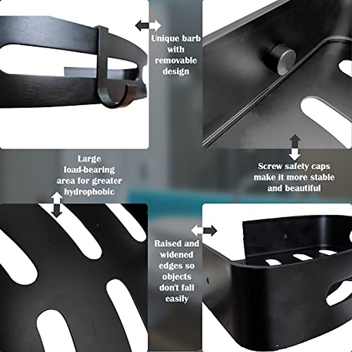 Bath Corner Shower Shelves Caddy, Bathroom Shelf Wall Mounted, Bathroom Shower Caddy Organizer for Kitchen Toilet 2 Pack (Black)