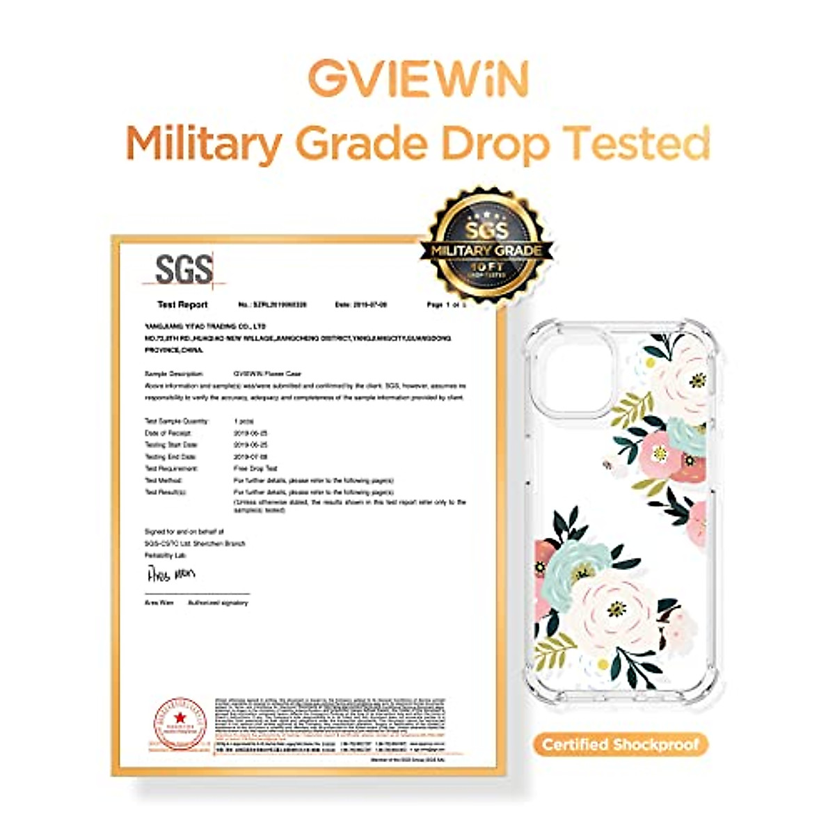 GVIEWIN for iPhone 12 Case and iPhone 12 Pro Case with Screen Protector + Camera Lens Protector, Clear Floral Flexible TPU Shockproof Women Girls Flower Pattern Phone Case 6.1"(Abundant Blossom/White)