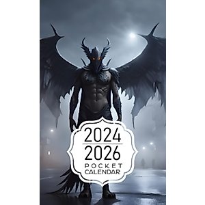 Pocket Calendar 2024-2026: Two-Year Monthly Planner for Purse , 36 Months from January 2024 to December 2026 | Scary half-monster half-human winged creature