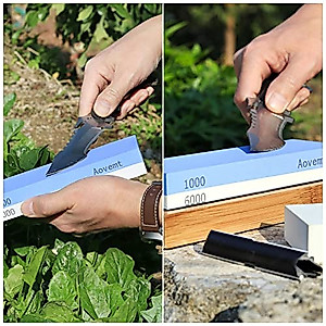 Aovemt Knife Sharpening Stone, Premium Knife Sharpening Kit, 2 Side Grit 1000/6000 Whetstone, Wet Stone, Nonslip Base, Angle Guide and Flattening Stone