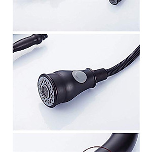 JVOZBZMWZ Kitchen Faucet Black Silver Ribbon Copper Ribbon Pulls Out Spray Head Bathroom Bath Faucet Basin Faucet Hot and Cold Mixer,Chromium Plating (Color : Black)