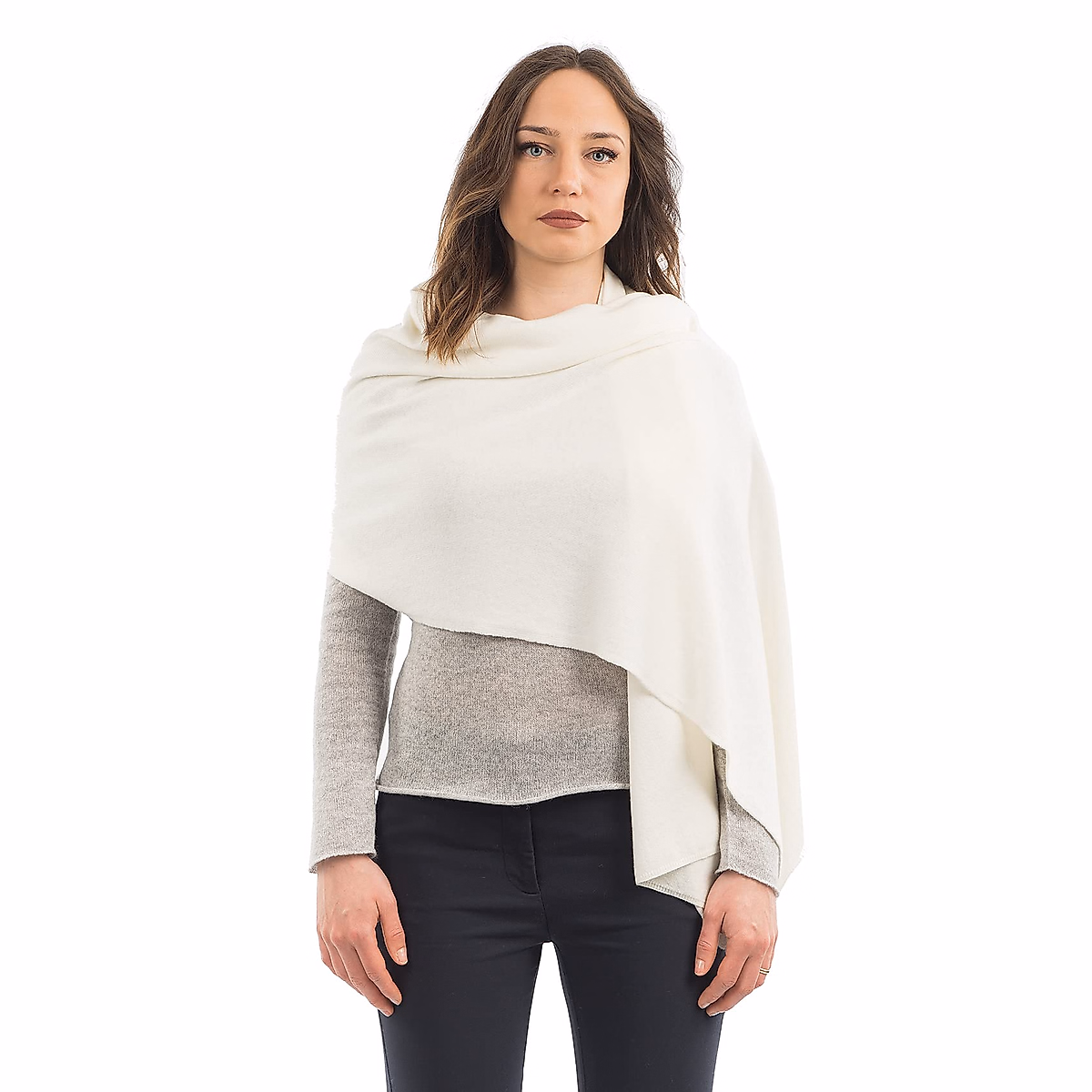 Dalle Piane Cashmere - Stole cashmere blend - Made in Italy, Color: White, One Size