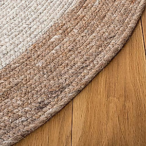 SAFAVIEH Braided Collection 4' x 6' Oval Beige/Ivory BRD903B Handmade Country Cottage Reversible Wool Entryway Foyer Living Room Bedroom Kitchen Area Rug