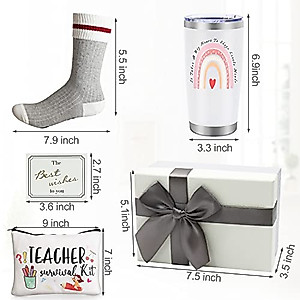 Best Teacher Appreciation Gifts,20 OZ Insulated Tumbler for Women Teacher Gifts,Unique Gifts Ideas from Students - Funny Socks Thank You Basket Box for New Teachers,Teachers Day Gifts,Christmas Gifts