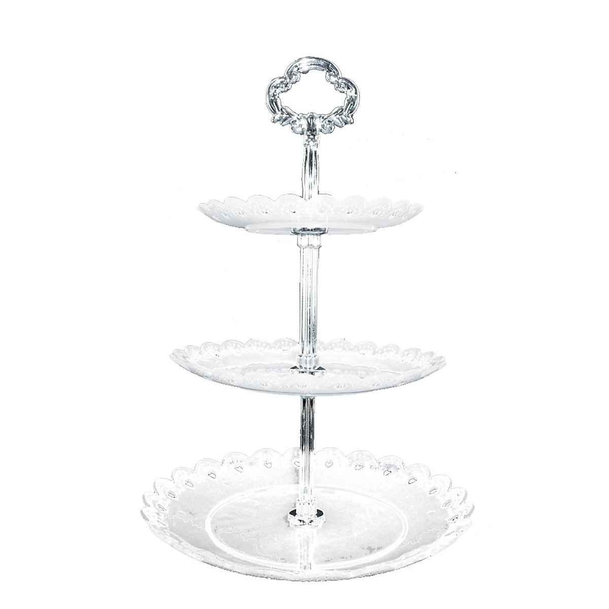 Artliving 3-tier Plastic Cake Stand-Dessert Stand-Cupcake Stand-Tea Party Serving Platter Clear Silver