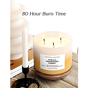 Vanilla Cedarwood Forest Candle - Large 3 Wick Scented Candle - Winter Balsam Fir Candle with Clove & Cedar - Natural Soy Candle for Home 15.8 oz - Aromatherapy Holiday Candle Gift for Women & Men