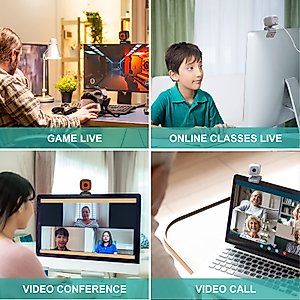 SUPCAM Webcam with Microphone and Speaker, HD 2K Web Camera for Laptop Desktop Computer PC,Portable USB Web Camera with Privacy Cover,Streaming Web Cam for Recording, Conferencing, Calling (Grey)