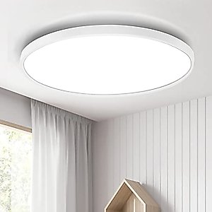 Eyesgood LED Ceiling Light Fixture Flush Mount 12 Inch 28W Lamparas de Techo Flat Bedroom Lights for Ceiling 6000K Round Ceiling Lamp Lighting for Bathroom Kitchen Basement