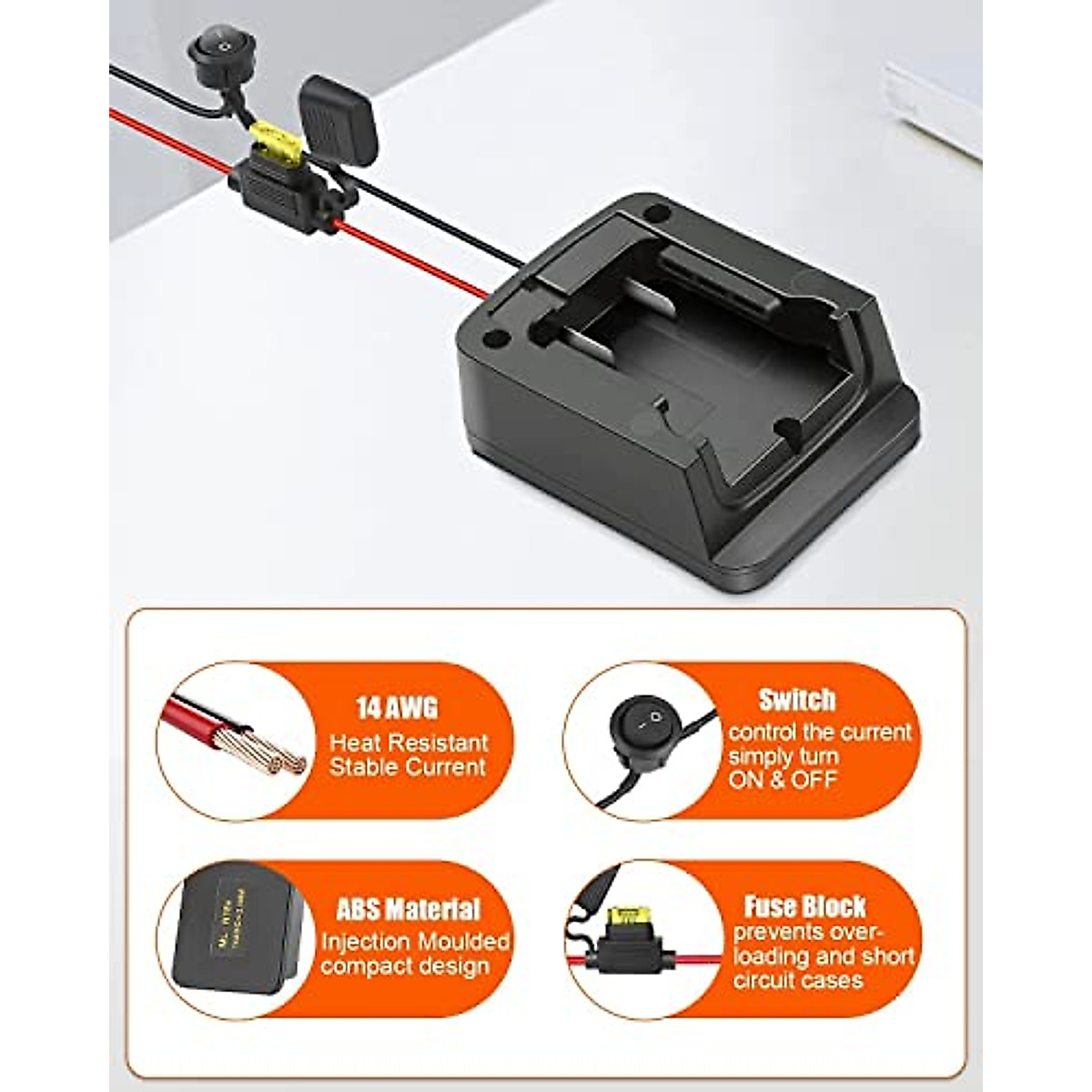 Power Wheels Battery Adapter Compatible with Milwaukee M-18 Battery 1pack, Great Power Convertor for Robotics, RC Toys and Work Lights