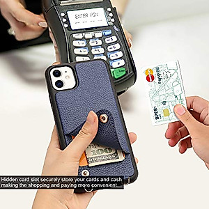 iPhone 12 Wallet Case, 6.1 inch, iPhone 12 Pro Wallet Case, JLFCH Crossbody Case with Credit Card Holder Lanyard Purse Women/Girly Protective for Apple iPhone 12 Pro (2020), 6.1 inch - Dark Blue