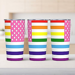 IYERSKD LGBT American Pride Rainbow Flag 20 oz Stainless Steel Tumbler Vacuum Insulated Leakproof Travel Mug for Car Office Gym