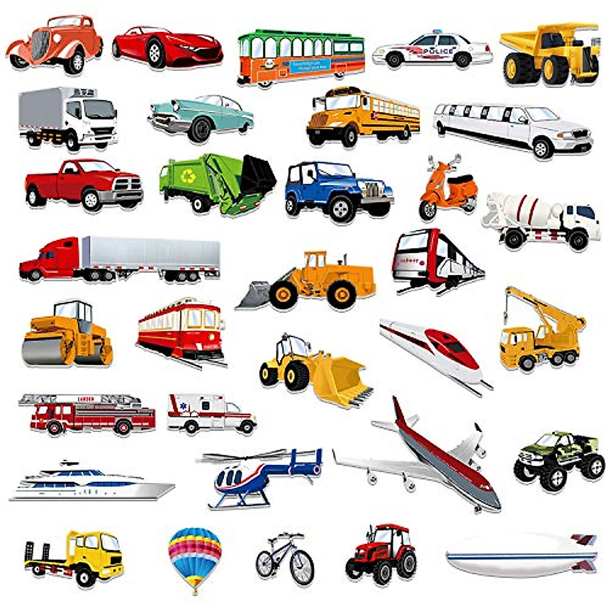SpriteGru 33 PCS Vehicle Foam Magnets for Toddlers Kids, Perfect for Preschool Learning (Land Air Ocean All Included)