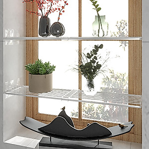 jkxoo 2Pack Expandable Closet Tension Shelves Organizers, Adjustable Wall Mounted Tension Shelf for Cabinet Rack Storage Wardrobe Divider Shelving for Closets Pantry Cupboard Kitchen