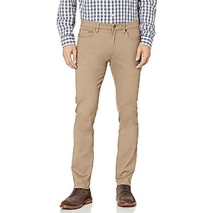 Amazon Essentials Men's Skinny-Fit 5-Pocket Stretch Twill Pant, Khaki Brown, 32W x 30L