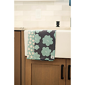 Desert Aqua 2 Pack || Not Your Ordinary Kitchen Towels || Dish Towels || Tea Towels || Waffle Weave Microfiber || Designer Prints || Highly Absorbent || Hanging Hook (Turquoise)