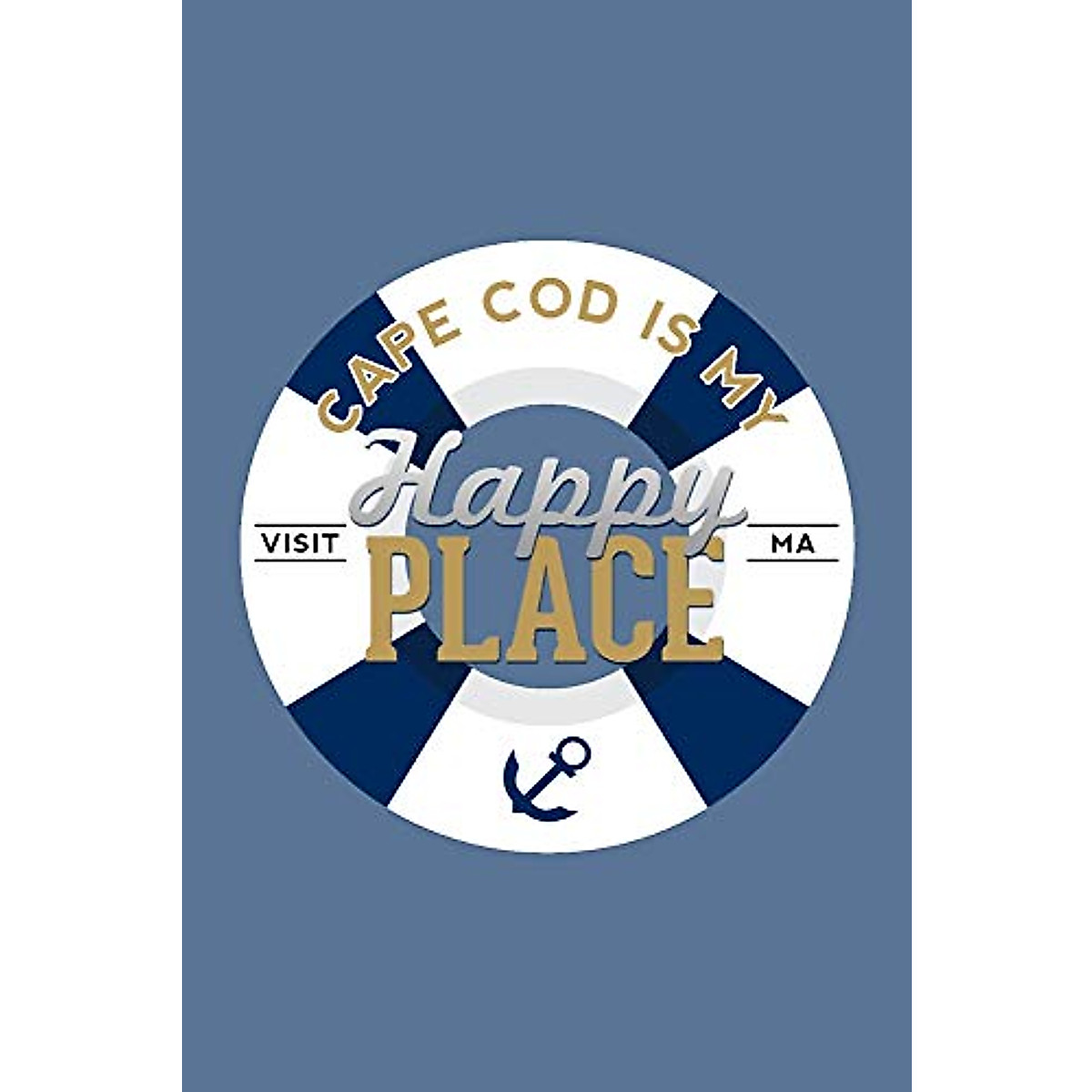 Cape Cod, Massachusetts, Cape Cod is My Happy Place, Contour (Canvas Deluxe Tote Bag, Faux Leather Handles & Zip Pocket)