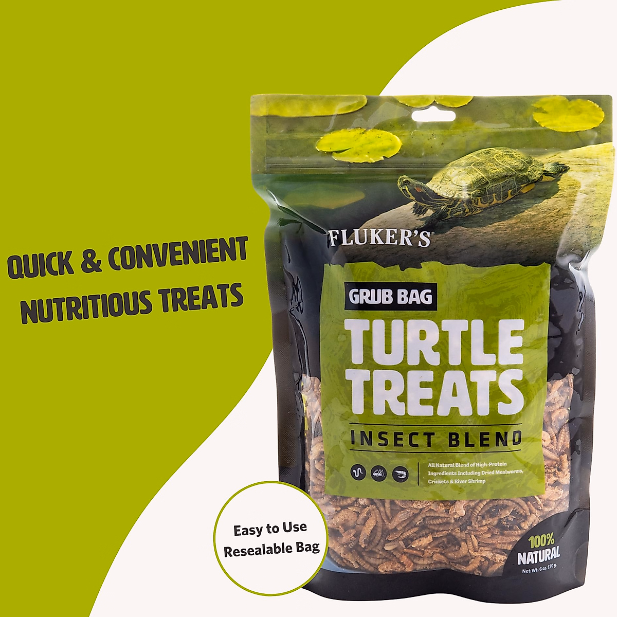 Fluker's Grub Bag Turtle Treats, Insect Blend, High Protein Freeze Dried River Shrimp, Crickets, and Mealworms, For Aquatic Turtles, Amphibians, and Reptiles, 12 oz